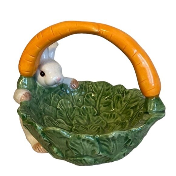 Fitz and Floyd | Holiday | Fitz Floyd Rabbit Basket Ceramic Green Multi ...